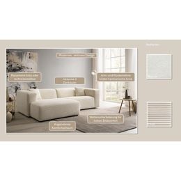 Home Affaire Ecksofa &raquo;BAKELS, L-Form in Cord oder Boucle-Stoff, moderne Couch&laquo; wahlweise Recamiere rechts/links, bequemer Sitzkomfort beige