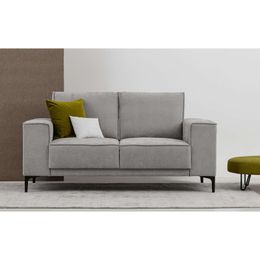 OTTO home 2-Sitzer &raquo;Kompaktsofa Oland, Struktur, Flachgewebe, Luxus-Microfaser, Boucle&laquo; 164 cm, Wellenunterfederung, Skandi-Design, Metallf&uuml;&szlig;e grau 
