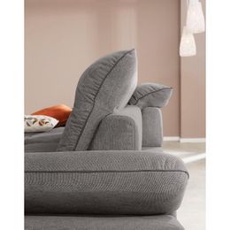 W.Schillig Ecksofa &raquo;enjoy&MORE, Designsofa, elegant und bequem, L-Form&laquo; Sitztiefenverstellung, F&uuml;&szlig;e schwarz pulverbeschichtet, Breite 294 cm grau 