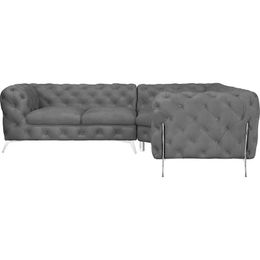 Home Affaire Chesterfield-Sofa &raquo;Amaury L-Form&laquo; moderne Chersterfield-Optik, Breite 262 cm, Fu&szlig;farbe w&auml;hlbar grau Struktur (100% Polyester);Samtoptik (