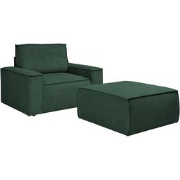 Home Affaire Sessel &raquo;SHERWOOD&laquo; Loveseat und Hocker im Set, passend zur Polster-Serie SHERWOOD gr&uuml;n 100% Polyester