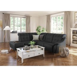 Home Affaire Ecksofa &raquo;Boston L-Form&laquo; Kopfteilverstellung an jeder Sitzfl&auml;che, wahlweise Relaxfunktion schwarz Struktur (100% Polyester);Luxus-