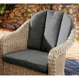 Destiny Garten-Essgruppe &raquo;MALAGA LUNA&laquo; 4x Sessel, 1x Tisch, inkl. Auflagen, 13 Stk. tlg. Aluminium, Polyrattan beige Aluminium, Polyrattan