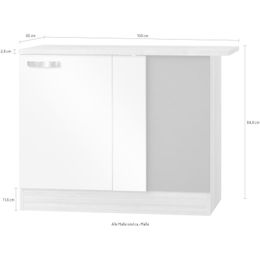 Optifit Eckunterschrank &raquo;Faro&laquo;, mit Metallgriff, Breite 100 cm wei&szlig;