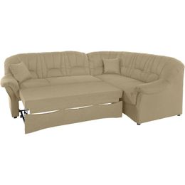 DOMO collection Ecksofa &raquo;Bahia, zeitlos und elegant, bequeme Armlehnen, L-Form&laquo; wahlweise mit Bettfunktion beige Luxus-Microfaser (100% Polyester), 