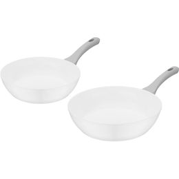 GSW Pfannen-Set &raquo;Fiona&laquo; Aluminium Set, je 1 Pfanne &Oslash; 24/28 cm, H: 6,8/7,3 cm, - 2,3/3,7 l, 2 Stk. tlg. wei&szlig;, kratzfeste ILAG CERAMIC-Veredelung, 