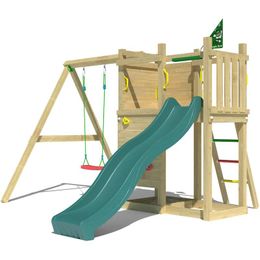 Jungle Gym Spielturm &raquo;Deck&laquo; Spielanlage mit Schaukel und Rutsche mit Wasseranschluss gr&uuml;n Holzwerkstoff
