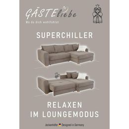 Jockenh&ouml;fer Ecksofa &raquo;Kampen L-Form, B: 288 cm&laquo; mit Bettfunktion, Bettkasten & Zierkissen, Federkern grau Korpus: 100% Polyester;Kissen: 100% Polyester