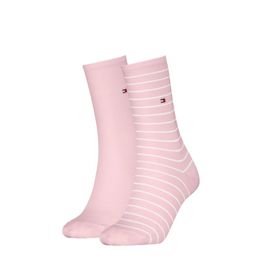 Tommy Hilfiger Damen Socken &raquo;TH WOMEN SOCK 2P SMALL STRIPE&laquo; 2 Paar, 2 Stk. tlg. mit schmalem Rippenb&uuml;ndchen, meliert, gestreift rosa 35-38