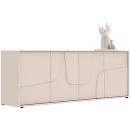 OTTO home Sideboard &raquo;Stone, 205 cm breit, 4 T&uuml;ren, Anrichte, Kommode, Stauraumschrank&laquo; 3D-Design, Push-to-open, Innenraum gro&szlig;z&uuml;gig, F&uuml;&szlig;e 14/2 cm 