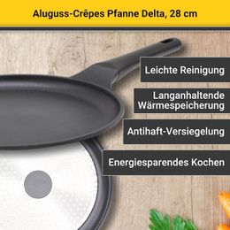 Kr&uuml;ger Cr&ecirc;pepfanne &raquo;Delta&laquo; Aluminiumguss f&uuml;r Induktions-Kochfelder geeignet schwarz