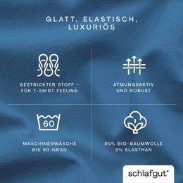 Schlafgut Spannbettlaken &raquo;Premium&laquo; Zero Waste Verpackung, PREMIUM Qualit&auml;t blau Mako-Zwirn-Jersey, Obermaterial: 95% Baumwolle, 5% Elasthan