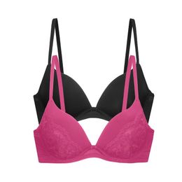 Dorina Push-up-BH &raquo;WILLA&laquo; 2er Pack, leicht gepolsterte Cups, mit B&uuml;gel schwarz 95, Cup C Push-up-BH