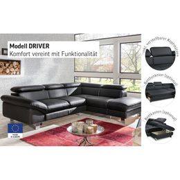 COTTA Ecksofa &raquo;Driver L-Form&laquo; mit Kopfteilverstellung, wahlweise mit Bettfunktion & Bettkasten braun Struktur (100% Polyester);Chenille (90% Polyester