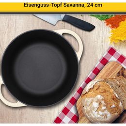 Kr&uuml;ger Fleischtopf &raquo;Eisenguss Fleischtopf mit Deckel SAVANNA, 24 cm&laquo; 1 Stk. tlg. Gusseisen beige
