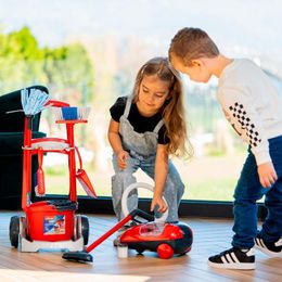 klein Kinder-Putzwagen &raquo;Vileda Besenwagen mit Vileda Staubsauger&laquo; mit Spielstaubsauger, Made in Germany rot