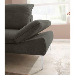 W.Schillig Ecksofa &raquo;enjoy&MORE, Designsofa, elegant und bequem, L-Form&laquo; mit Sitztiefenverstellung, F&uuml;&szlig;e Chrom gl&auml;nzend, Breite 294 cm gr&uuml;n Chenille-