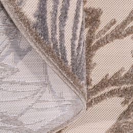 Sanat Teppich &raquo;Floral 2 Outdoor&laquo; rund 6 mm H&ouml;he In- und Outdoor geeignet, florales Design, Balkon, Terasse beige Kunstfaser