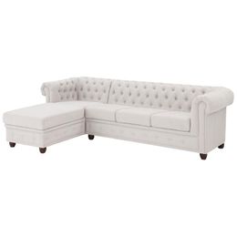 Home Affaire Chesterfield-Sofa &raquo;New Castle L-Form&laquo; hochwertige Knopfheftung in Chesterfield-Design, B/T/H: 255(171/72) silber