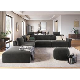 Sit & More sit&more Ecksofa &raquo;Cadabra L-Form&laquo; Breite 356 cm, mit Sitztiefenverstellung grau Samtoptik (100% Polyester);Soft clean (98% Polyester, 2% Polyamid);