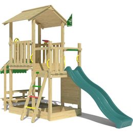Jungle Gym Spielturm &raquo;Keep&laquo; Spielanlage mit Mini Market und Rutsche mit Wasseranschluss gr&uuml;n Holzwerkstoff