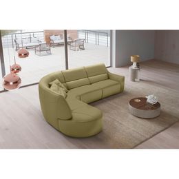 Egoitaliano Ecksofa &raquo;Puffy, extravagant & edel, Retro Designsofa, hoher Sitzkomfort, L-Form&laquo; mit Ottomane, wahlweise mit und ohne elektrischer Relaxfunktion gr&uuml;n 