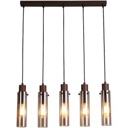 Searchlight H&auml;ngeleuchte &raquo;Sweden II 5Lt Bar Pendant - Mocha Metal & Amber Glass&laquo; E27 1 Stk.