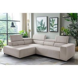 exxpo - sofa fashion Ecksofa &raquo;VITTORIO mit Komfortfunktionen, bequem und modern, Cord, L-Form&laquo; inkl. Kopfteil- und Sitztiefenverstellung, wahlweise 