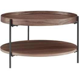 Salesfever Couchtisch &raquo;Chicago mit 2 Ablagefl&auml;chen &ndash; moderner Design-Coffee-Table&laquo; 1 Stk. tlg. Stilvoller Wohnzimmertisch mit Stauraum, Holz & Metall 