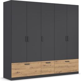 Rauch Dreht&uuml;renschrank &raquo;Kleiderschrank Schrank Garderobe W&auml;scheschrank BARI&laquo; mit Schubk&auml;sten und modernem Griff in Graumetallic MADE IN GERMANY grau 