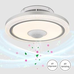 Globo LIGHTING Deckenleuchte &raquo;SHELLY&laquo; LED-Modul 1 Stk. warmwei&szlig; - kaltwei&szlig; Ventilator wei&szlig; Kristalleffekt Funktionen elegant Wohnraum
