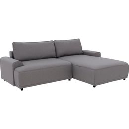 Trendmanufaktur Ecksofa &raquo;Fordon, Schlafsofa mit Bettkasten, Couch in L-Form, Breite 250 cm&laquo; in Struktur LUMOS, 3D-Effekt, anthrazit, Recamiere rechts 