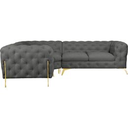 Home Affaire Chesterfield-Sofa &raquo;Amaury L-Form&laquo; moderne Chersterfield-Optik, Breite 262 cm, Fu&szlig;farbe w&auml;hlbar grau Struktur (100% Polyester);Samtoptik (