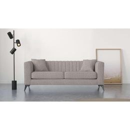 Home Affaire 3-Sitzer &raquo;MATTHEW elegantes Designsofa, Ma&szlig;e B/T/H: 201/86/74 cm&laquo; feine Steppung im R&uuml;ckenbereich, lose Sitzkissen, incl. Zierkissen grau