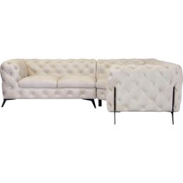 Home Affaire Chesterfield-Sofa &raquo;Amaury L-Form&laquo; moderne Chersterfield-Optik, Breite 262 cm, Fu&szlig;farbe w&auml;hlbar beige Struktur (100% Polyester);Samtoptik 