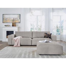 Musterring Big-Sofa &raquo;LUCIA&laquo; in vielen Qualit&auml;ten und 4 unterschiedlichen N&auml;hten, 3-Sitzer silber Flachgewebe FLORIS (100% Polyester);Flachgewebe VALMONT (60% 