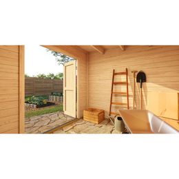 Nordic Holz Gartenhaus &raquo;Fynn 3&laquo; kleiner stilvoller Schuppen mit Flachdach beige Massivholz
