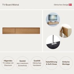 TV-Board &raquo;Mistral Fernsehschrank, Medienm&ouml;bel, H&auml;ngend,&laquo; Schublade und Klappt&uuml;r, Lowboard, B: 133 cm wei&szlig; MDF, Massivholz, Spanplatte