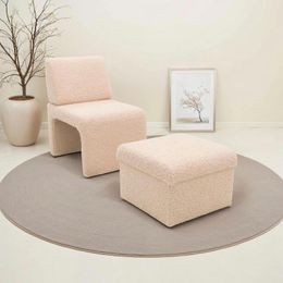 DOMO collection Sessel &raquo;Vilnius Loungesessel, funktional und raumsparend&laquo; Set, Sessel und Hocker, 2 tlg. Smarte L&ouml;sung f&uuml;r kleine Wohnr&auml;ume! beige 100