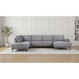 OTTO home Wohnlandschaft &raquo;XXL Sofa Oland, Struktur, Flachgewebe, Luxus-Microfaser, Boucle&laquo; U-Form, 345 cm, Wellenunterfederung, Skandi-Design, 