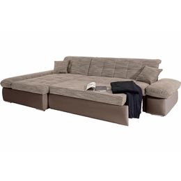 DOMO collection Ecksofa &raquo;Moric, L-Form, XXL-Sofa - Breite 300cm, viel Platz, auch in Cord&laquo; wahlweise mit Bettfunktion und Armteilverstellung, beige-