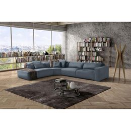 Egoitaliano Ecksofa &raquo;Beverly, extravangantes Designsofa mit erstklassigem Sitzkomfort&laquo; wahlweise mit elektrischer Relaxfunktion, Kopfteilverstellung grau Leder &raquo;