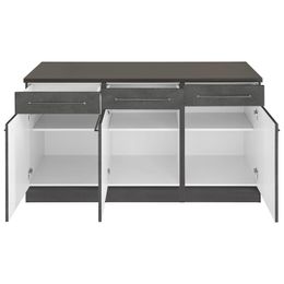 KOCHSTATION Unterschrank &raquo;KS-Tulsa&laquo; 150 cm breit, 3 Schubk&auml;sten, 3 T&uuml;ren, auch als Sideboard verwendbar grau