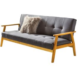 Salesfever Schlafsofa &raquo;Skagen 3-Sitzer Sofa&laquo; Holzgestell Sofa: Entspannung und Schlaf auf 190cm Breite grau Webstoff (100% Polyester), Massivholz
