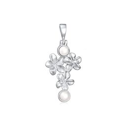 NENALINA Damen Kettenanh&auml;nger &raquo;Blumen Flower S&uuml;&szlig;wasserzuchtperle 925 Silber&laquo; () silber
