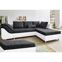 Collection AB Ecksofa &raquo;Sally L-Form&laquo; mit und ohne Bettfunktion, inklusive loser R&uuml;cken- und Zierkissen schwarz-wei&szlig; Microfaser PRIMABELLE (100% 