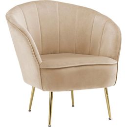Kayoom Sessel &raquo;Poola 100, gem&uuml;tlicher Cocktail-Sessel, edler Samtbezug&laquo; 1 Stk. tlg. samtweich, gesteppt, gem&uuml;tlich, tiefe Sitzh&ouml;he von 79cm beige Bezug: 100%
