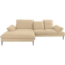 W.Schillig Ecksofa &raquo;enjoy&MORE, Designsofa, elegant und bequem, L-Form&laquo; Sitztiefenverstellung, F&uuml;&szlig;e schwarz pulverbeschichtet, Breite 310 cm beige 