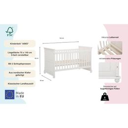 OTTO home Babybett &raquo;Aimo. Landhausstil, mit Kassetten, stabile und hochwertige Qualit&auml;t&laquo; aus Massivholz (Kiefer); FSC -Holz zertifiziert wei&szlig; FSC -