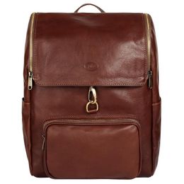 Pike Pik&eacute; Damen Laptoprucksack echt Leder, Made in Italy braun B/H/T: 40cm x 31cm x 14cm, onesize